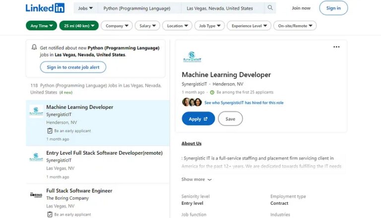 Scrape LinkedIn Jobs using Python (Save Data in CSV)